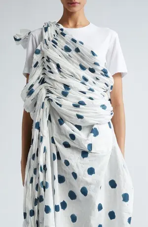 Tao Comme Des GarçOns Polka Dot Shirred Asymmetric One-Shoulder